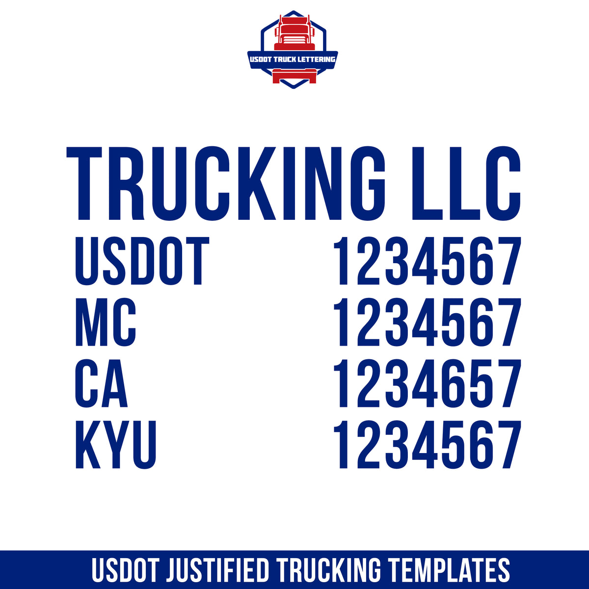 USDOT Truck Lettering Template Decal Stickers (Justified) – USDOT TRUCK ...
